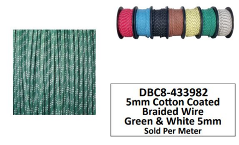5MM COTTON COATED BRAIDED WIRE GREEN & WHITE PER METRE | Rays Early ...